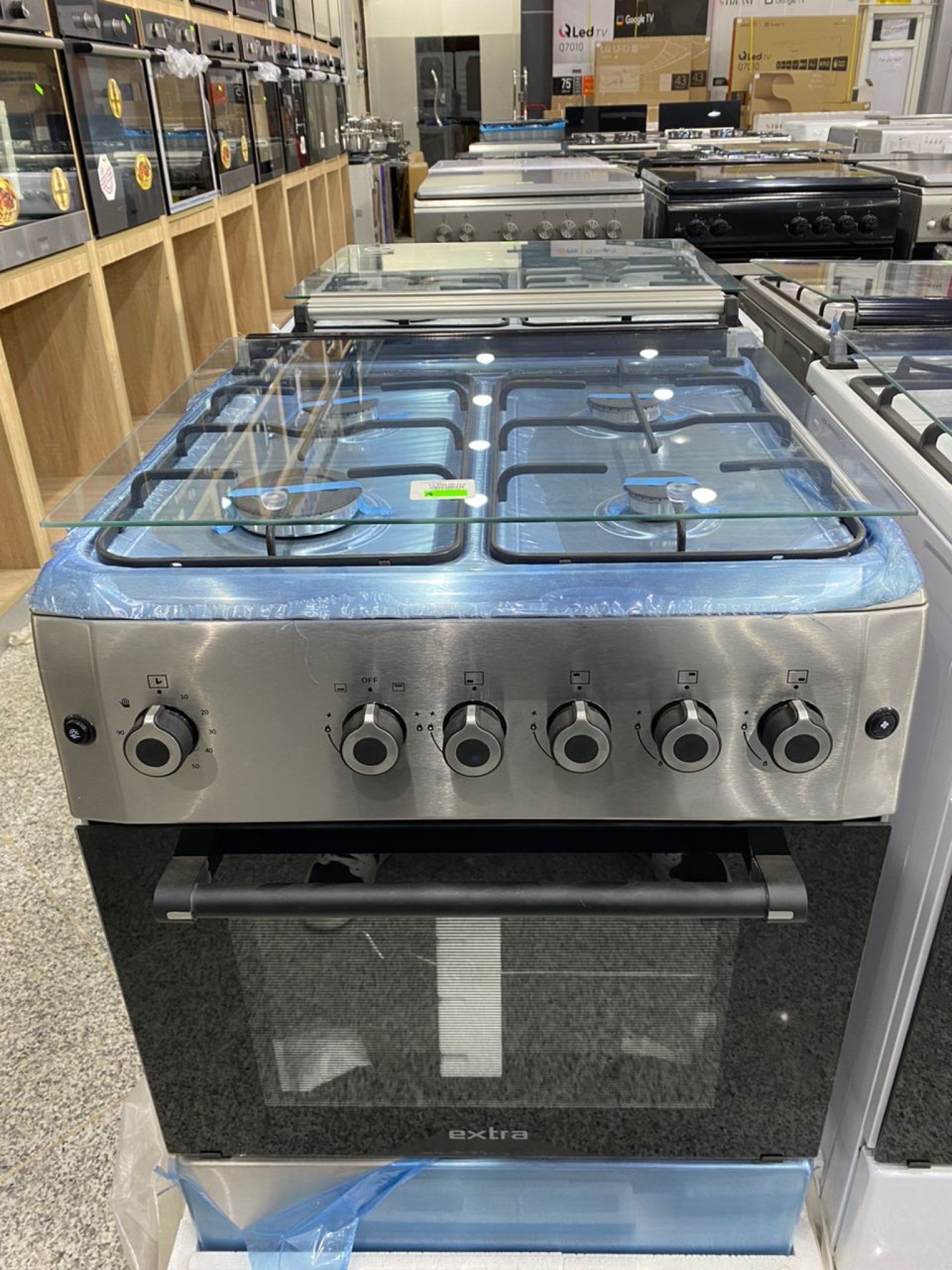 CUISINIERE EXTRA 4 FEUX GAZ/GAZ ELECTRIQUE VENTILE INOX CO1GG-CVE60X ...